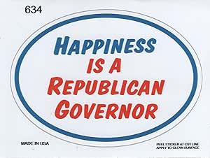 Amazon.com - Happiness is A Republican Governor Political Oval Sticker ...