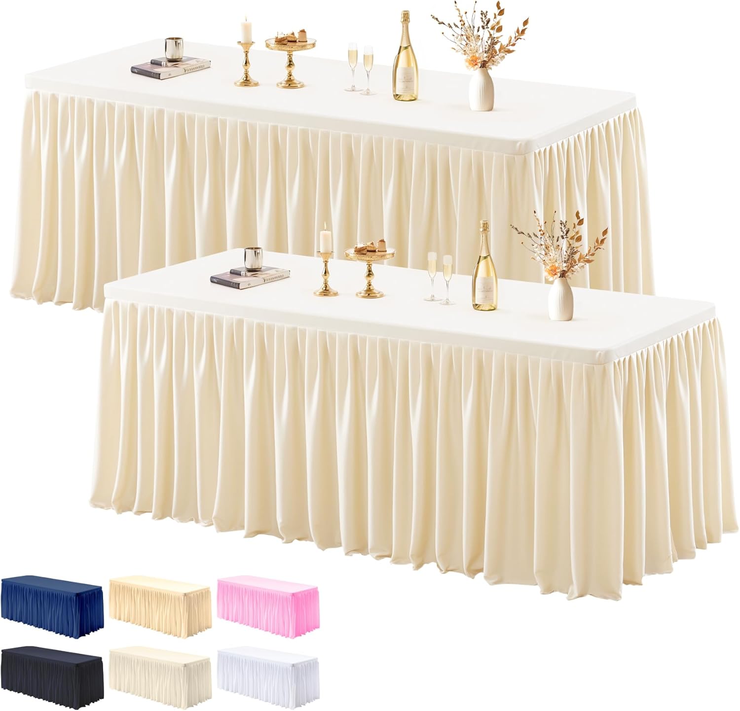 Amazon.com: 2 Pack Champagne Tablecloths for Rectangle Tables 6ft ...