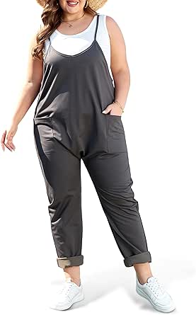 Amazon.com: Moon Wood Overoles de talla grande para mujer, de verano ...