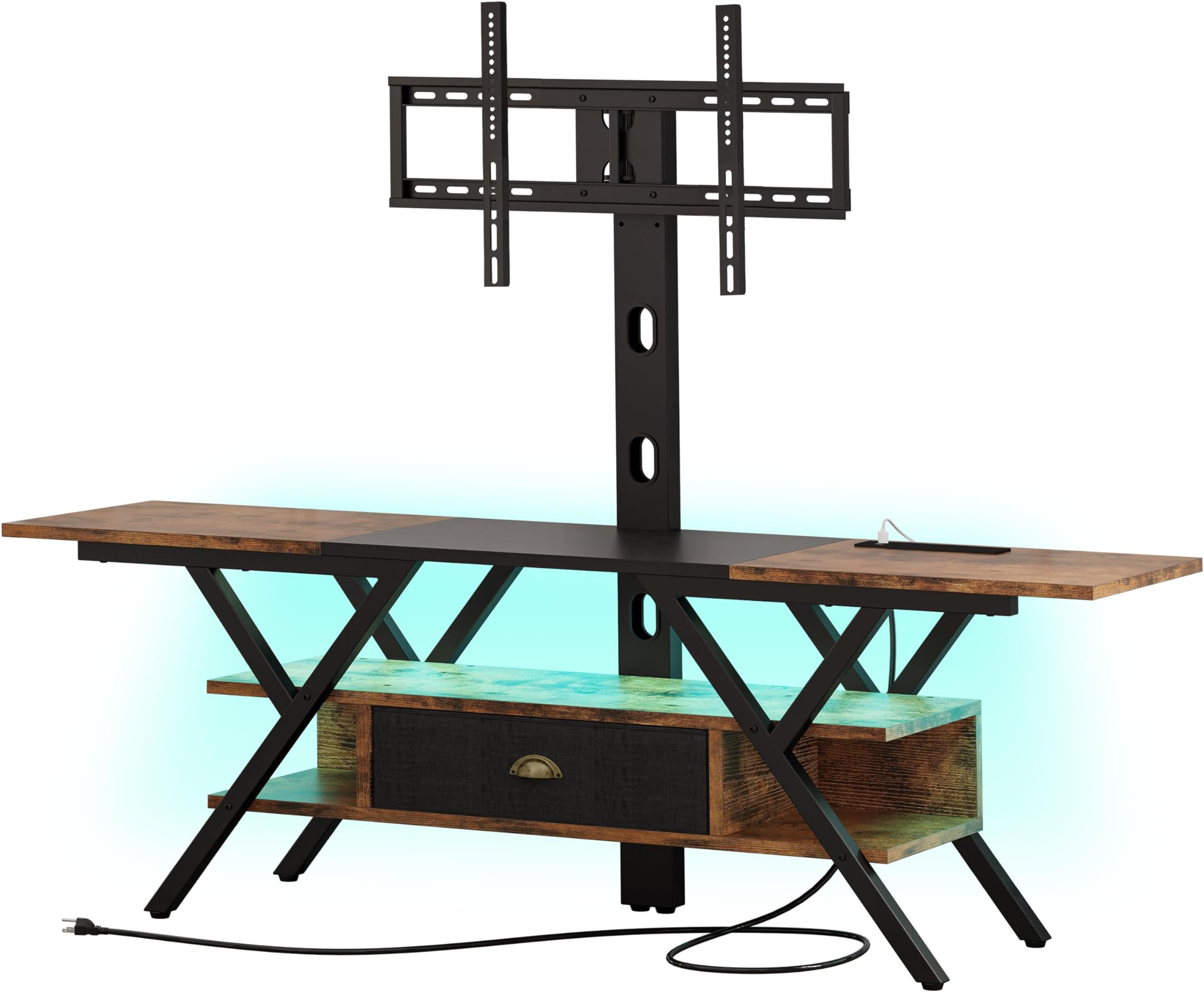 Amazon.com: IRONCK TV Stand with Mount and Power Outlet 63 inch, Swivel ...