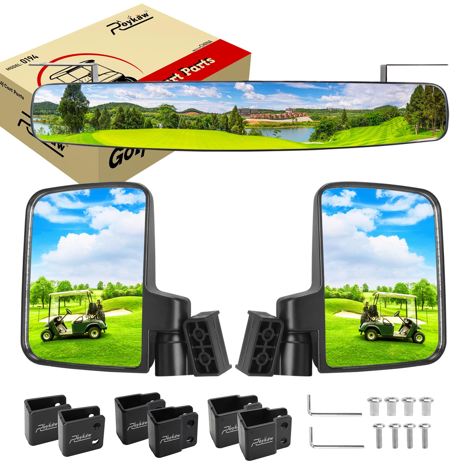 Snapklik.com : Roykaw Golf Cart No Drilling Folding Side Rearview ...