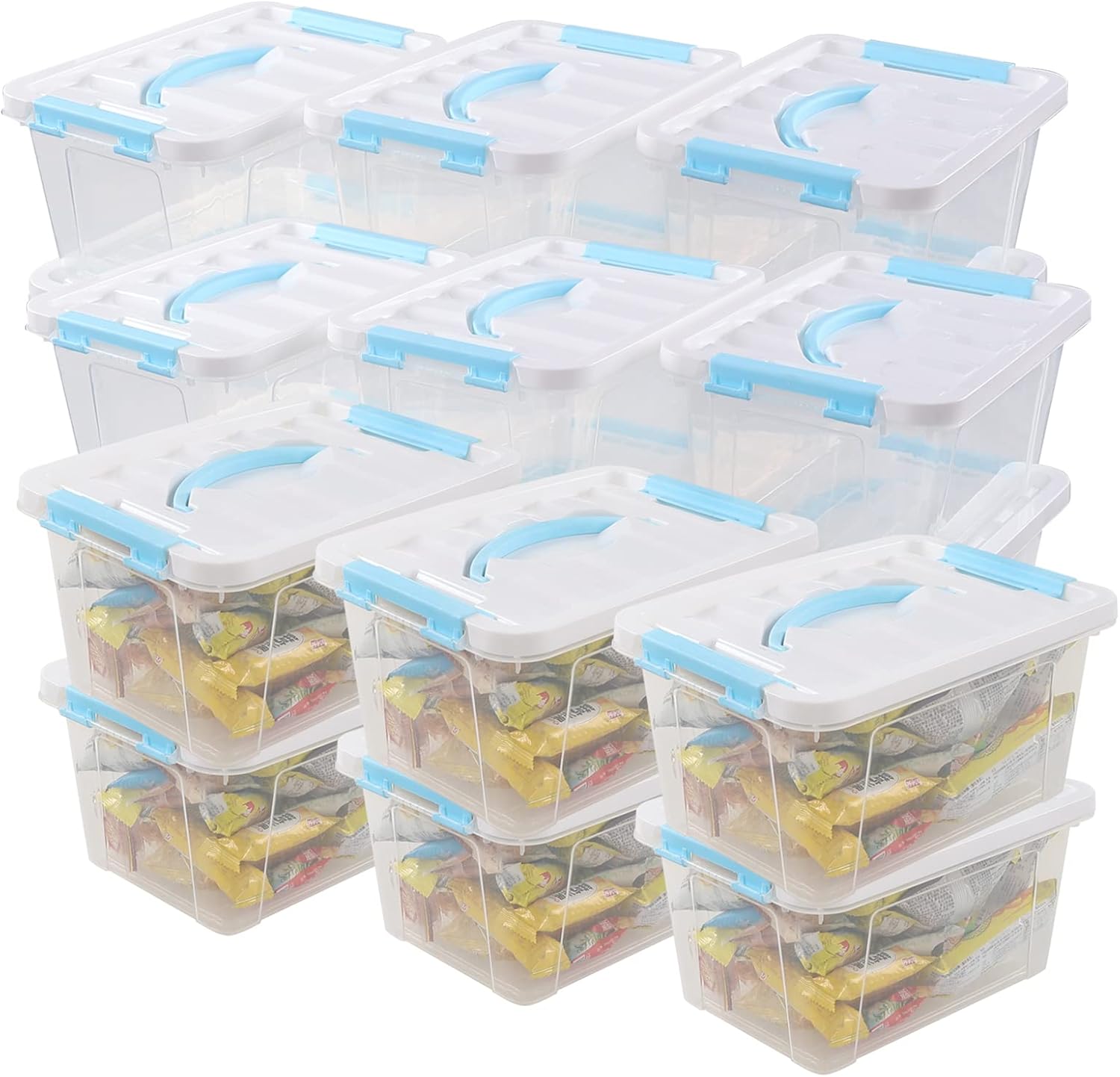 Tstorage 18 Packs 6 L Plastic Storage Latch Box, Latching Box with ...