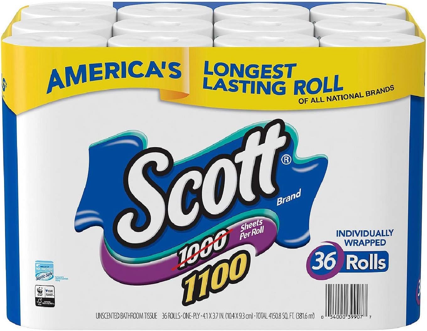 Amazon.com: Scott Paper, Bathroom Tissue Unscented One-Ply, 36 Count ...