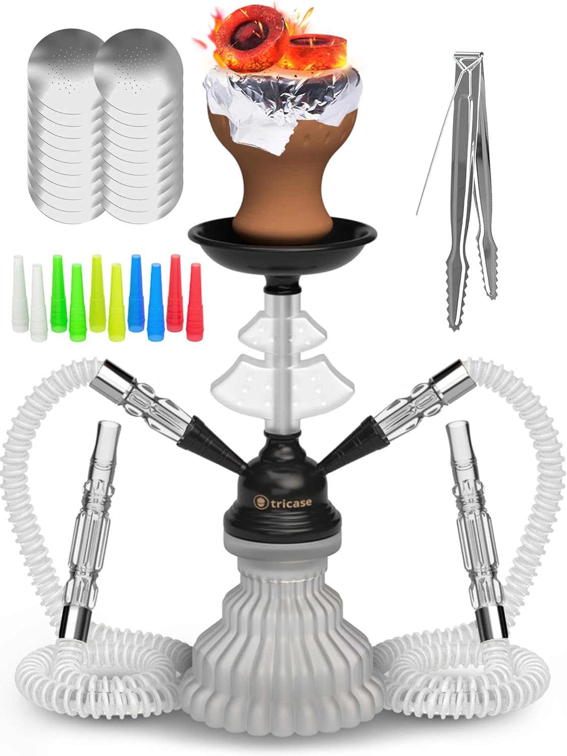 Amazon.com: White Hookah Set 2 Hose Hookah – LilOne 12” White Mini ...