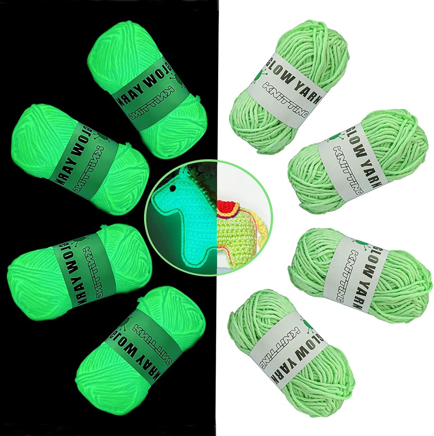 Amazon.com: 4 Rolls Glow in The Dark Yarn, Knitting Luminous Yarn 55yd ...