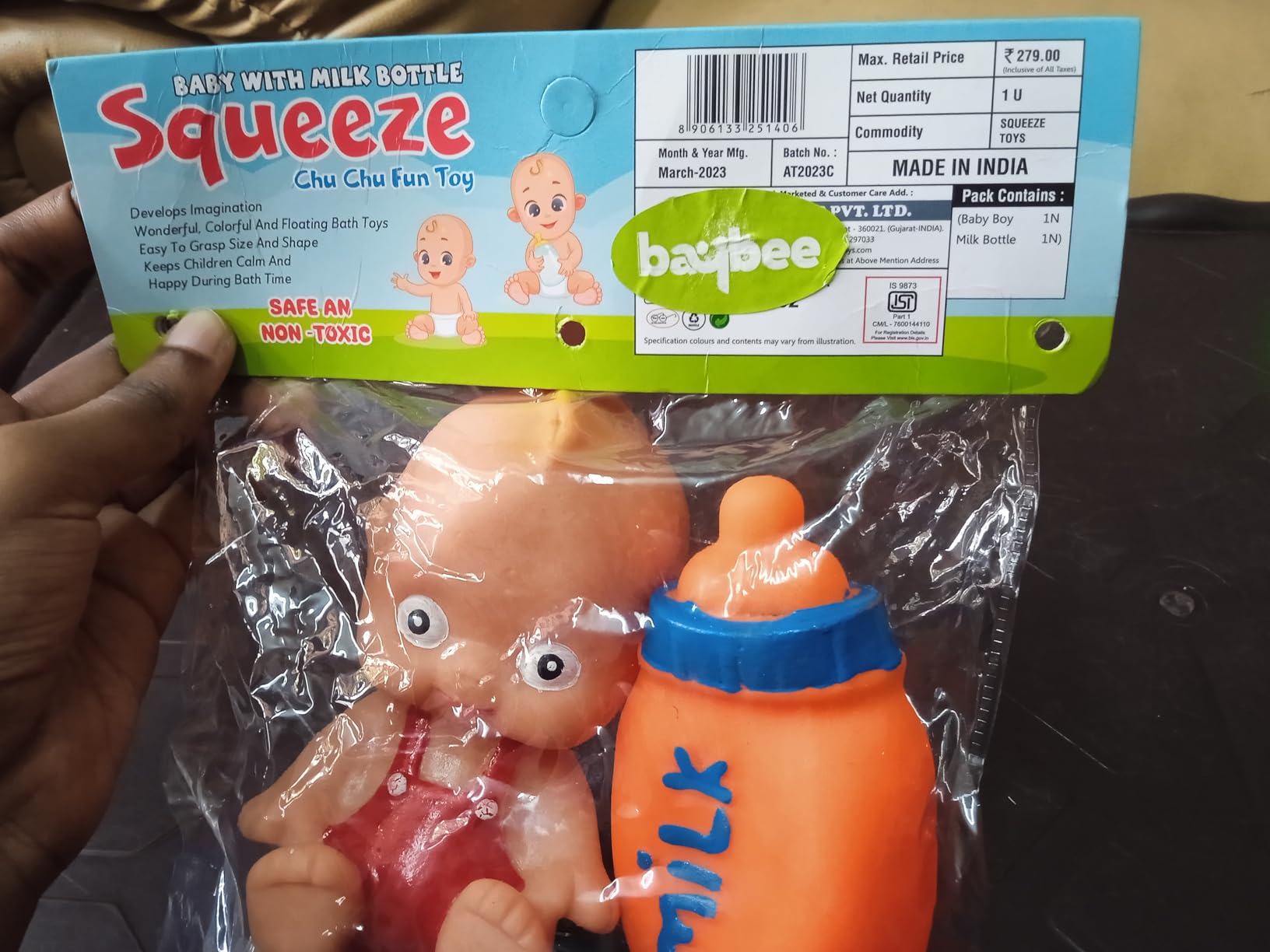 BAYBEE Squeezy Doll with Feeding Bottle for Kids| Squeezy Cute ...