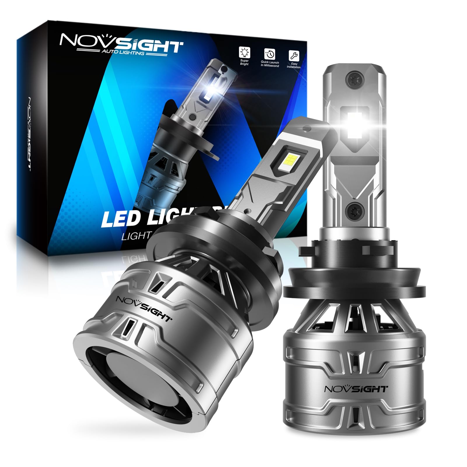 NOVSIGHT H11 LED Headlight Bulbs,400% Super Bright H11 H9 H8 LED ...