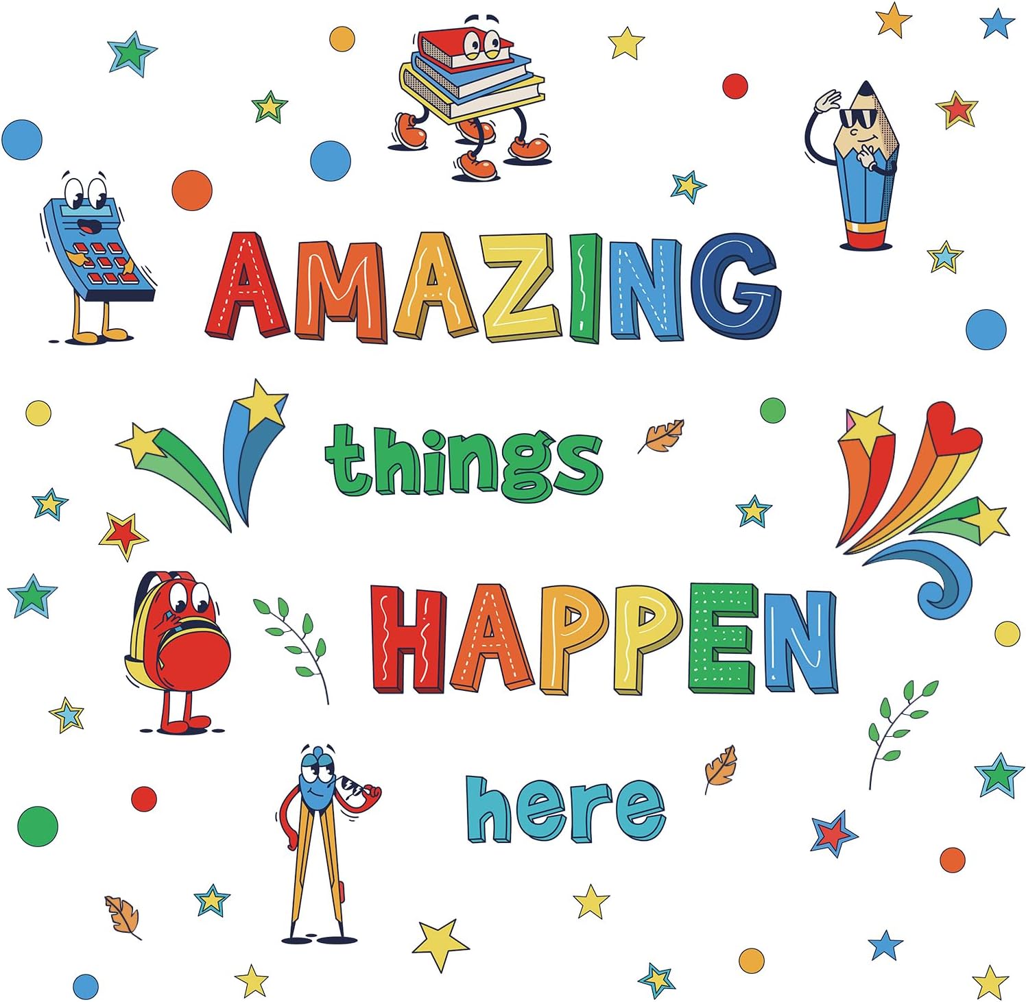 Amazon.com: HLNIUC Amazing Things Happen Here Wall Decals 62PCS ...