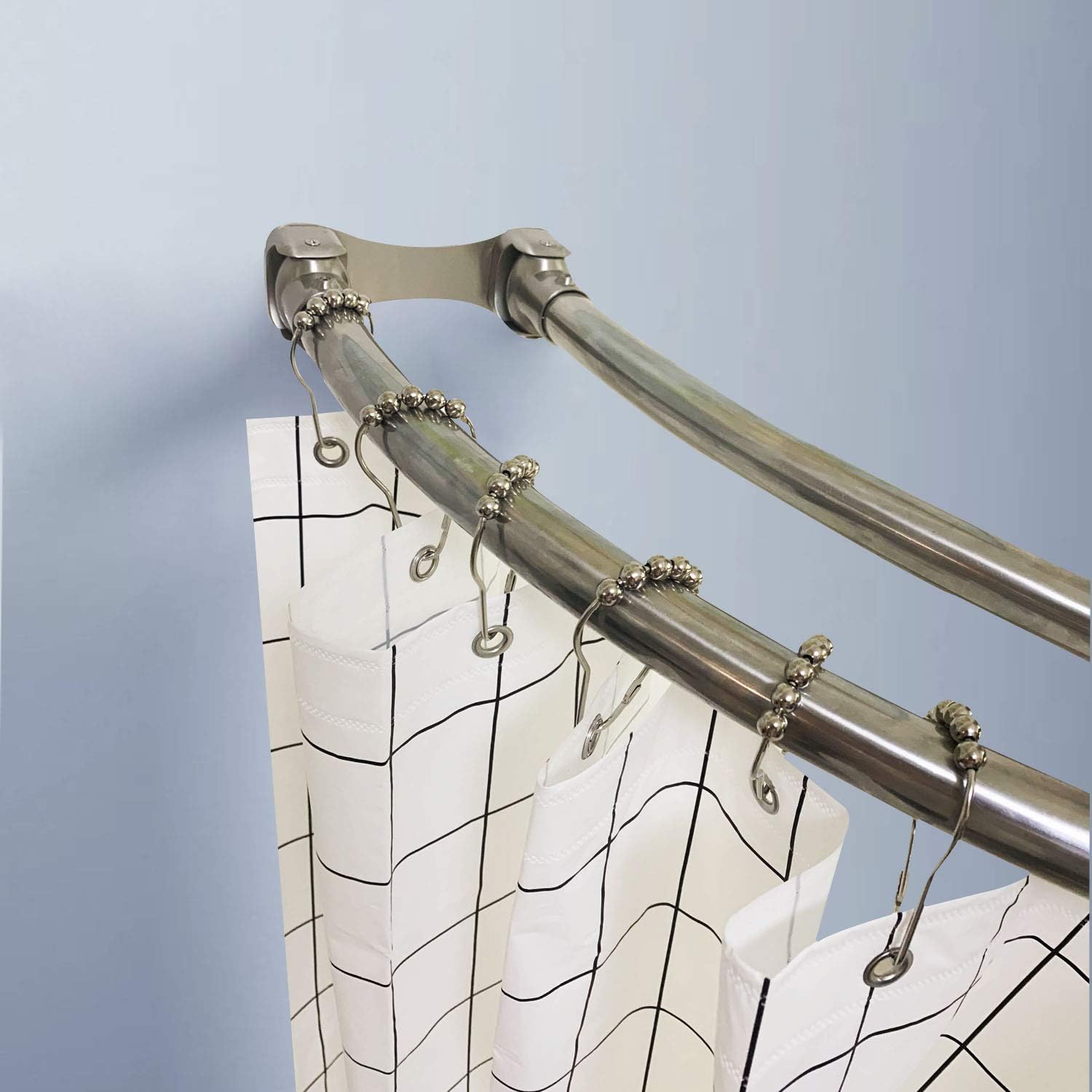 Amazon.com: Naiture 60" Aluminum Curved Double Shower Curtain Rod Oil ...
