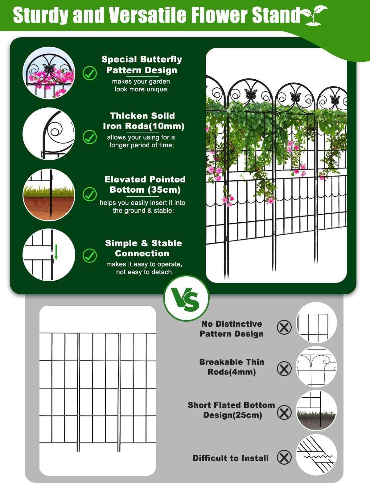 88”H Metal Garden Trellis for Climbing Plants Outdoor, Kalolary 4PCS ...
