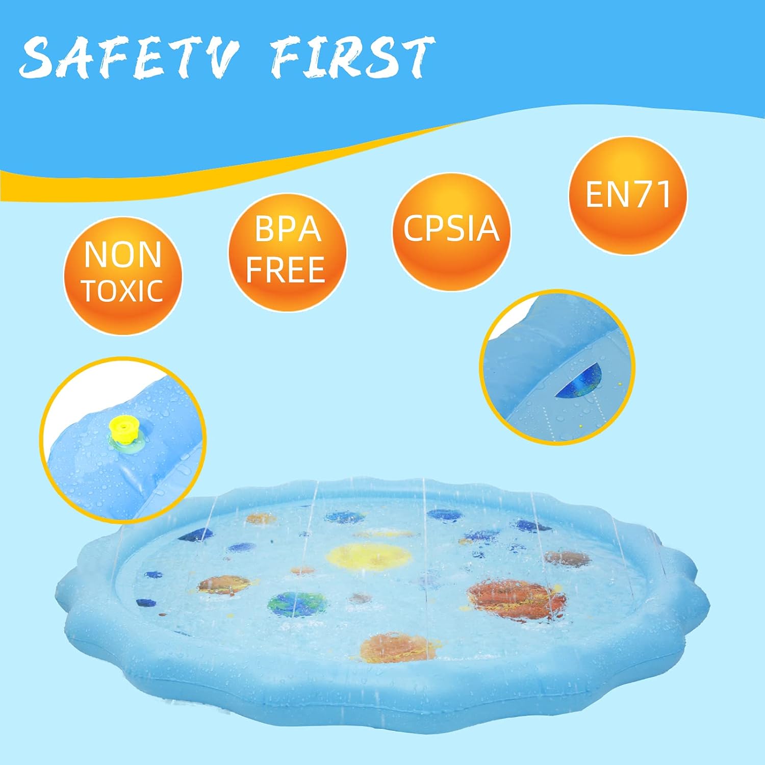 Gusbudye Upgraded 69″ Kids Splash Pad Sprinkler Play Mat Inflatable ...