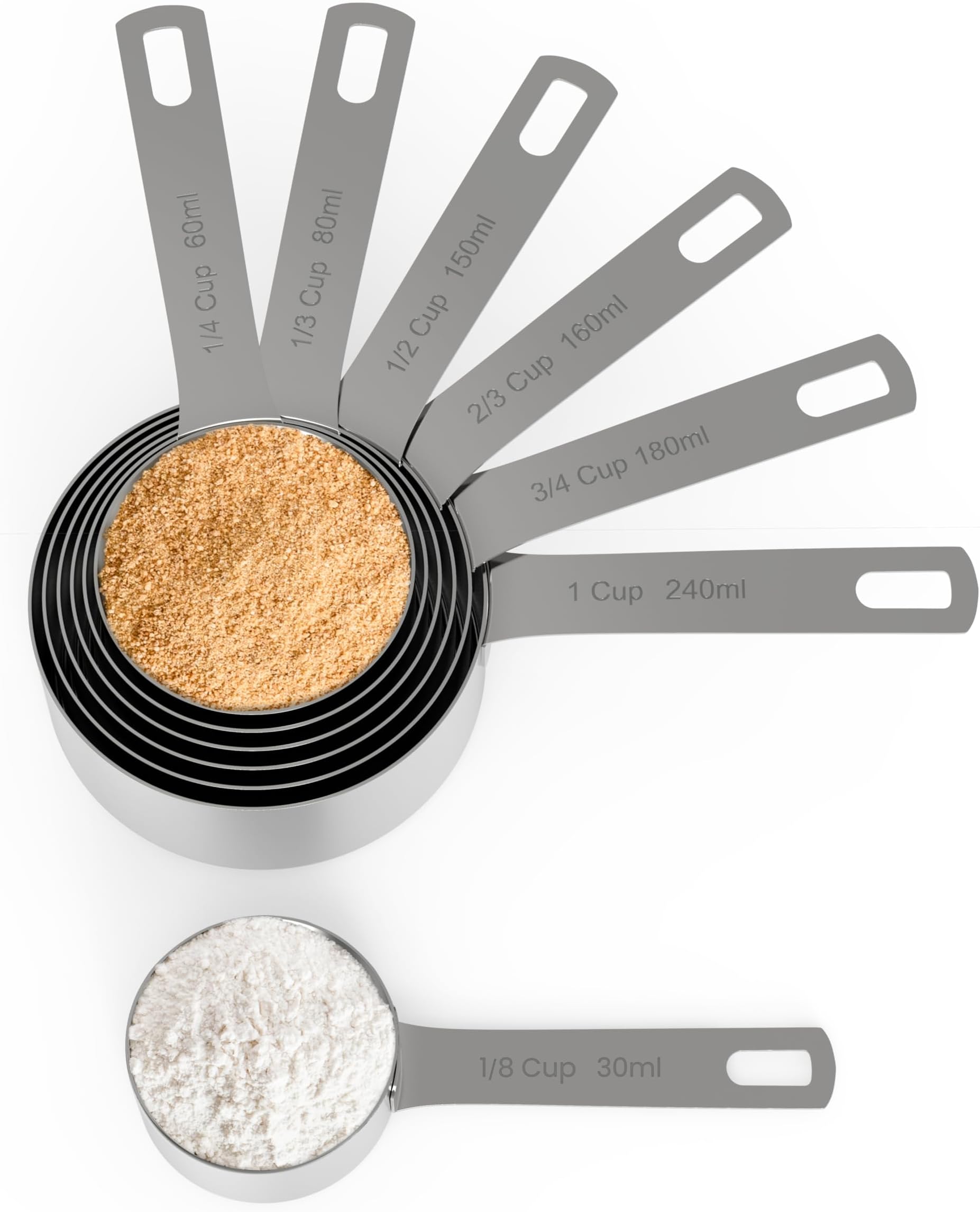 Amazon.com: husMait Stainless Steel Measuring Cups - 5 Piece Heavy Duty ...