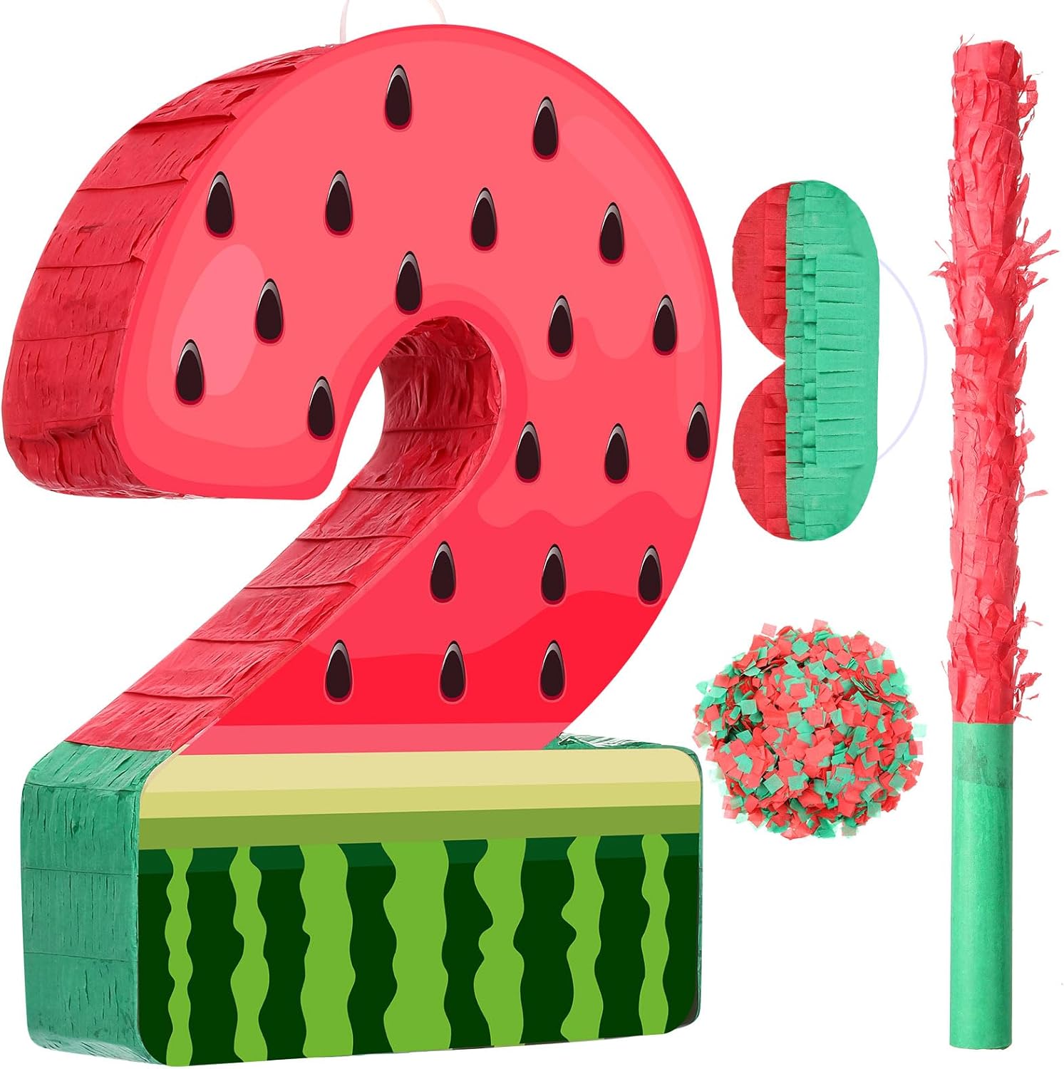 Amazon.com: Hollowfly Watermelon Piñata Fruit Number 2 Red Watermelon ...
