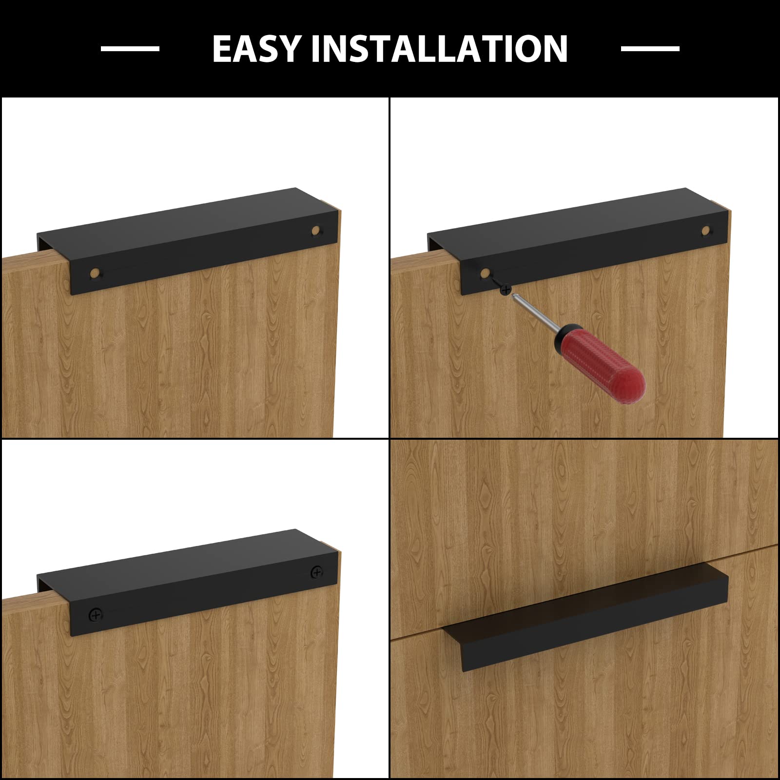 Snapklik.com : 10 Pack Matte Black Finger Pulls For Cabinets Edge ...