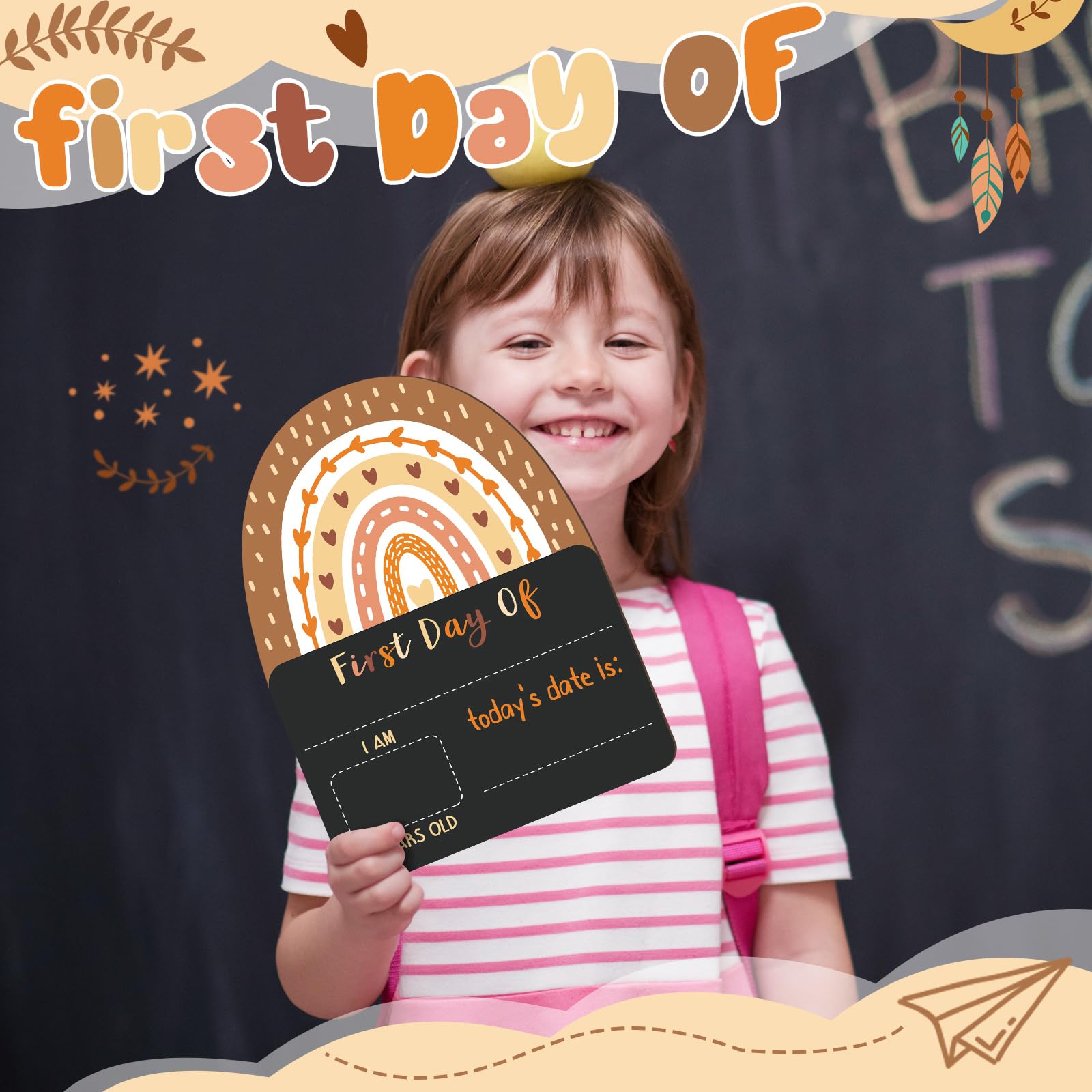 Snapklik.com : First And Last Day Of School Chalkboard Rainbow First ...