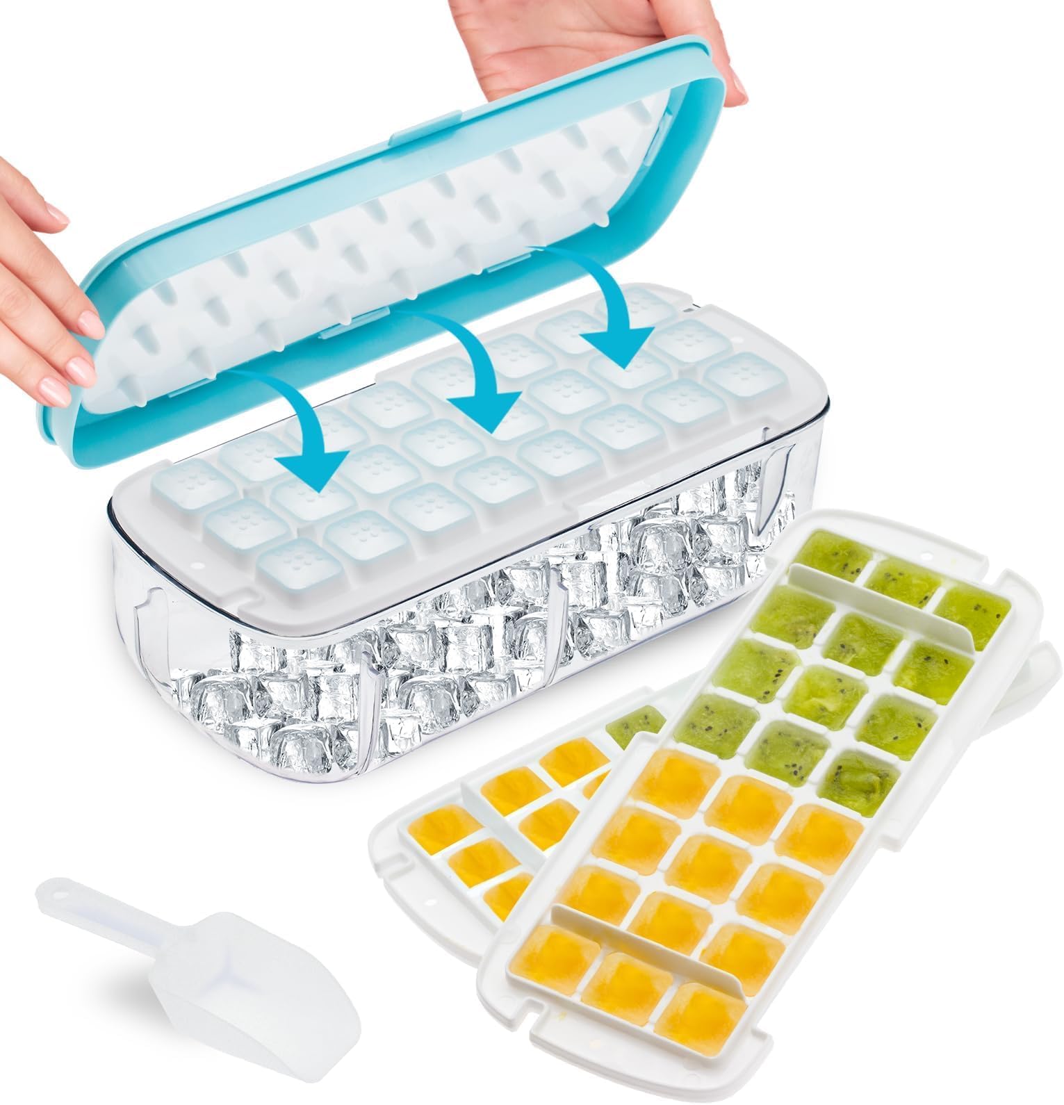 Ice Cube Tray with Lid and Ice Box Set, Round Ice Ball Making Mould for ...