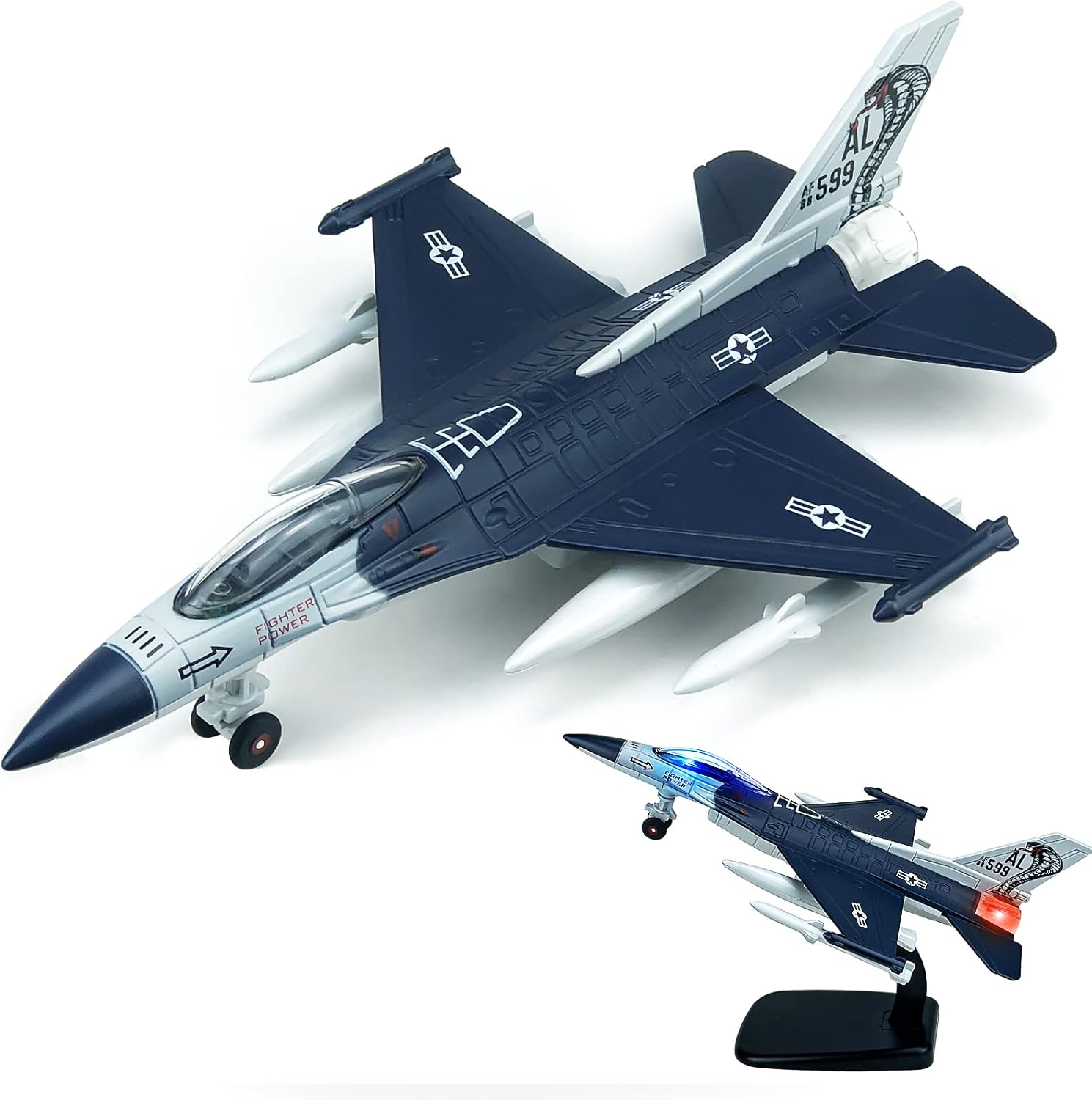 Amazon.com: Fighter Jet, Diecast Metal Pull Back Airplane Toy with ...