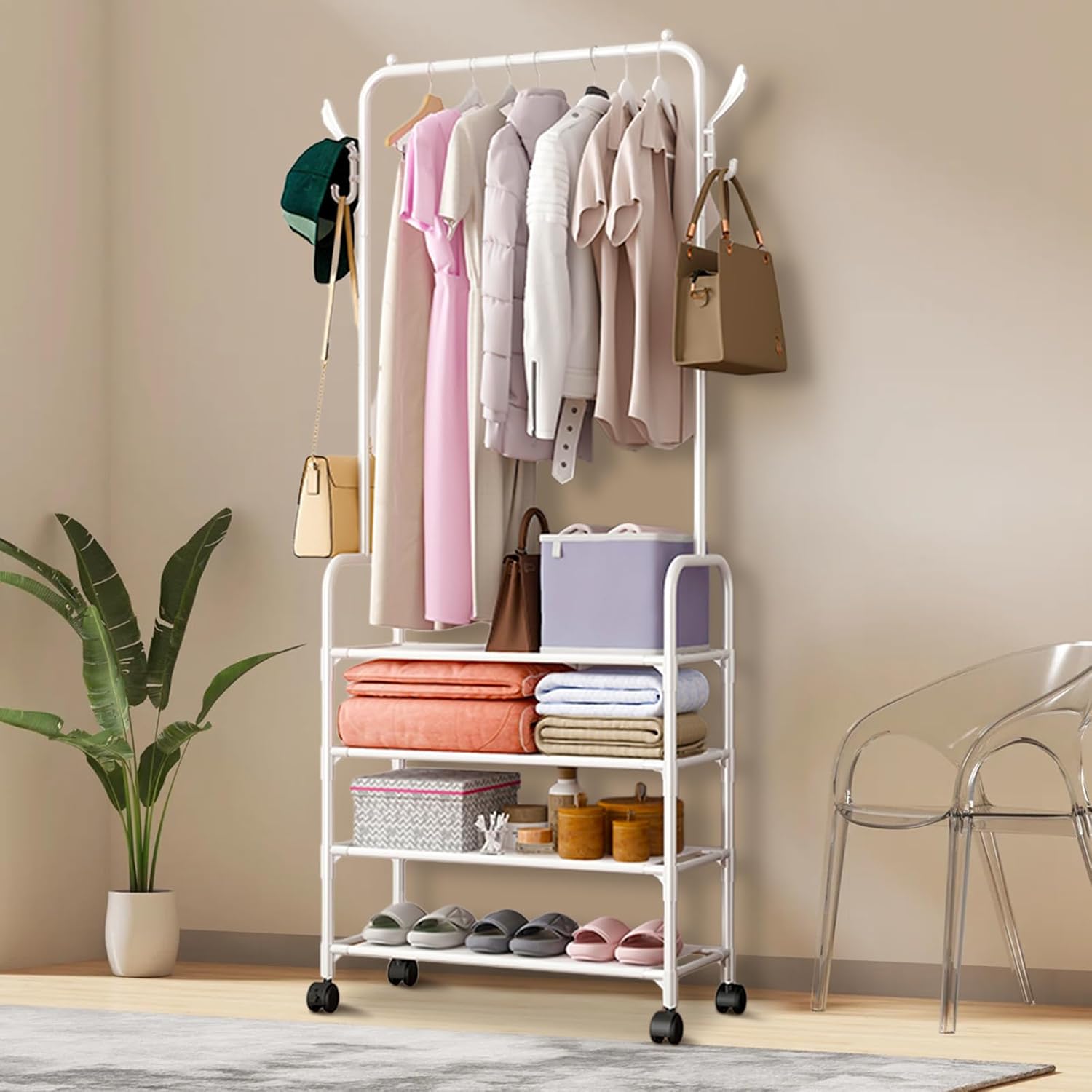 HIFILUZ Rack para Ropa, Organizador de Metal para Ropa Closet ...