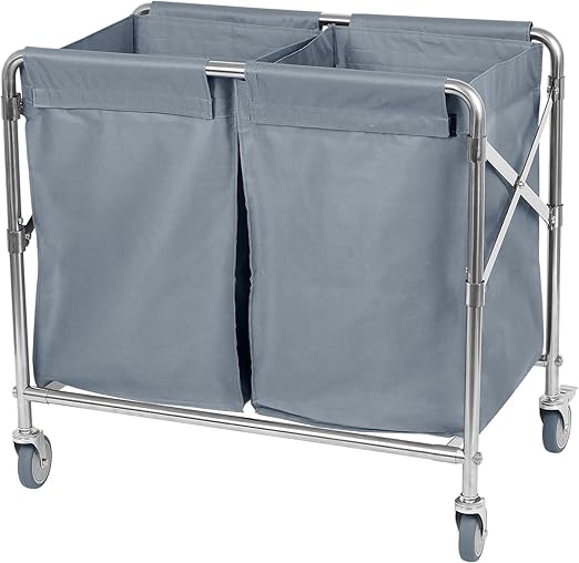 Nisorpa Laundry Trolley Foldable Laundry Basket 300L Commercial Laundry ...