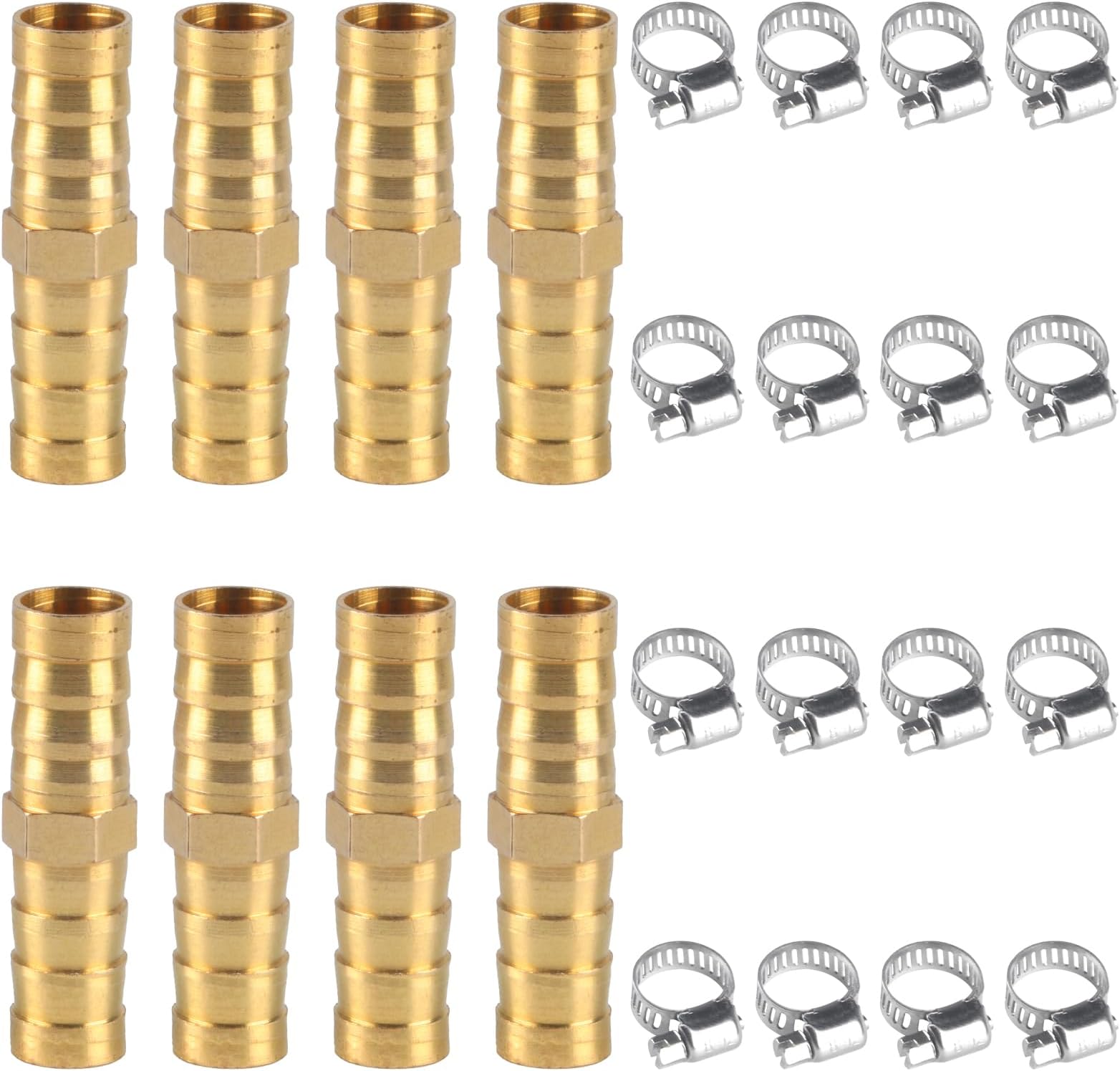 XhjzgcTech 8 Pcs Brass Barb Hose Fittings, 3/8" (10mm), Barb Splicer ...