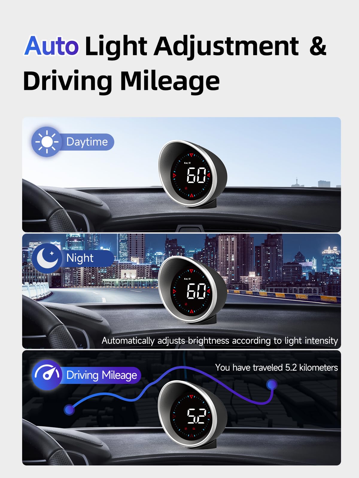Snapklik.com : Heads Up Display For Cars HS1, Car HUD Speedometer MPH ...