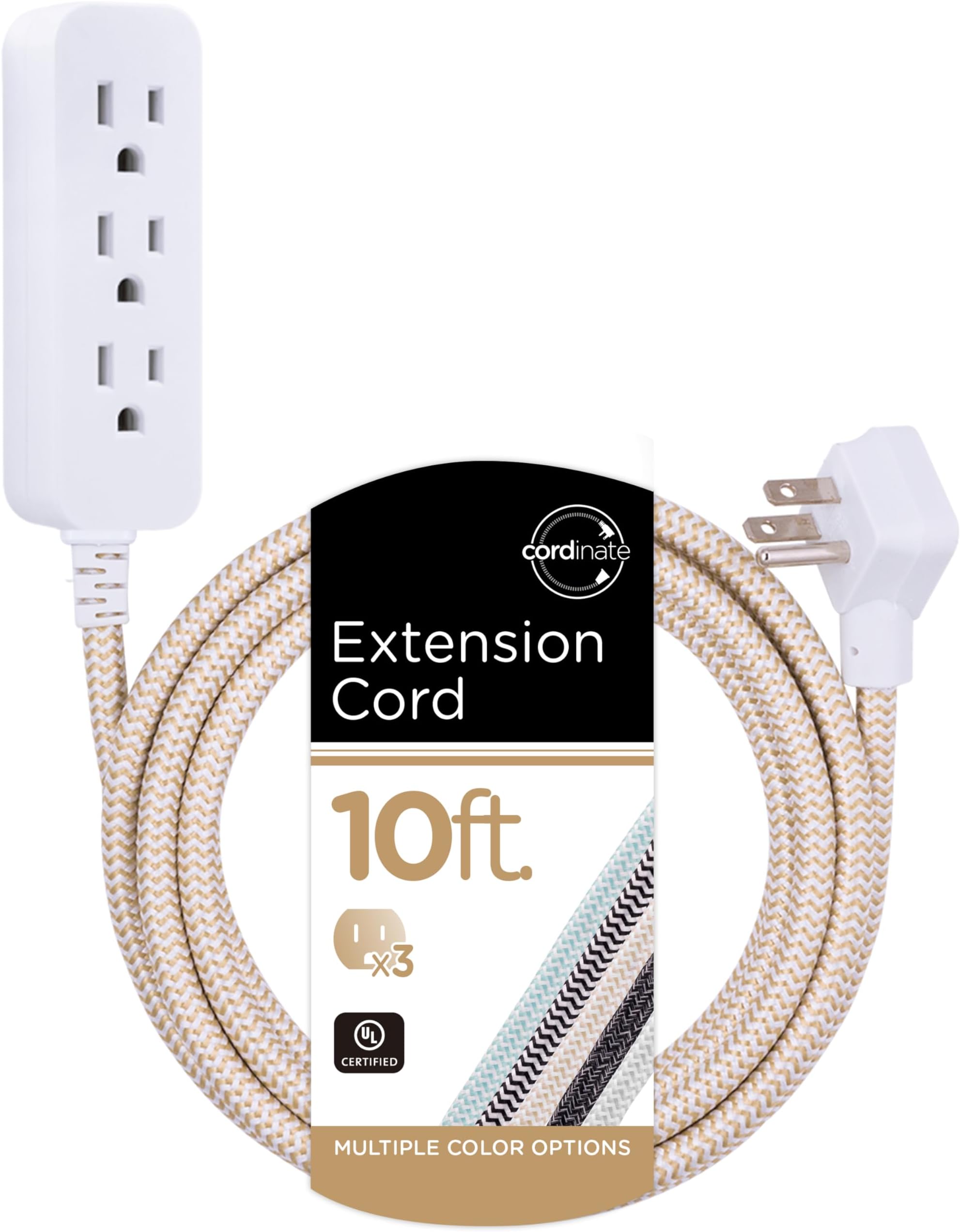 Amazon.com: Habitat 8ft Braided Extension Cord, 3 Outlets, French Gray ...