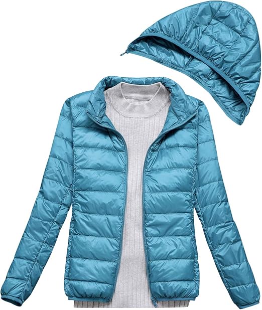 Lightweight Down Jacket Women with Movable Hood Womens Down Coats Women ...