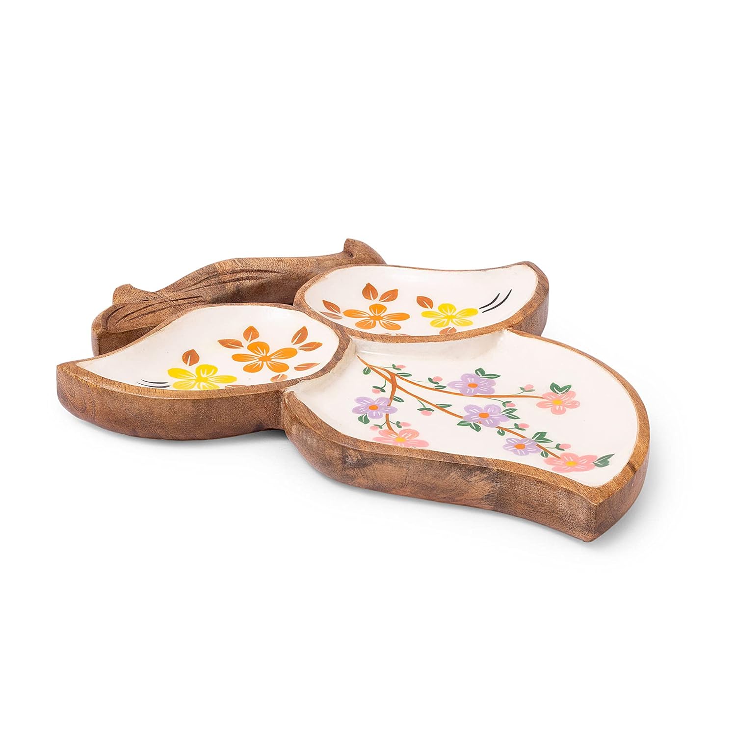 Buy Aryan Craft Floral Design Wooden Appetizer Platter, 14.75 x 11 x 1 ...