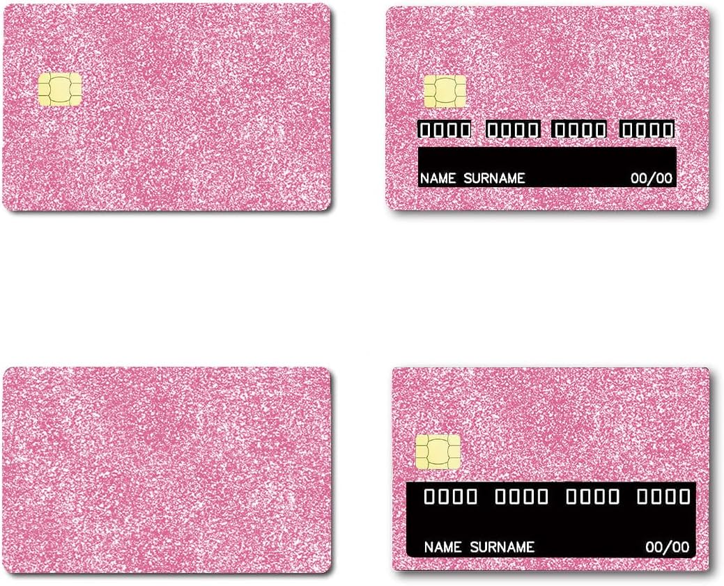 Amazon.com: Pink 4pcs Bling Shining Glitter Debit Card Skin Credit Card ...