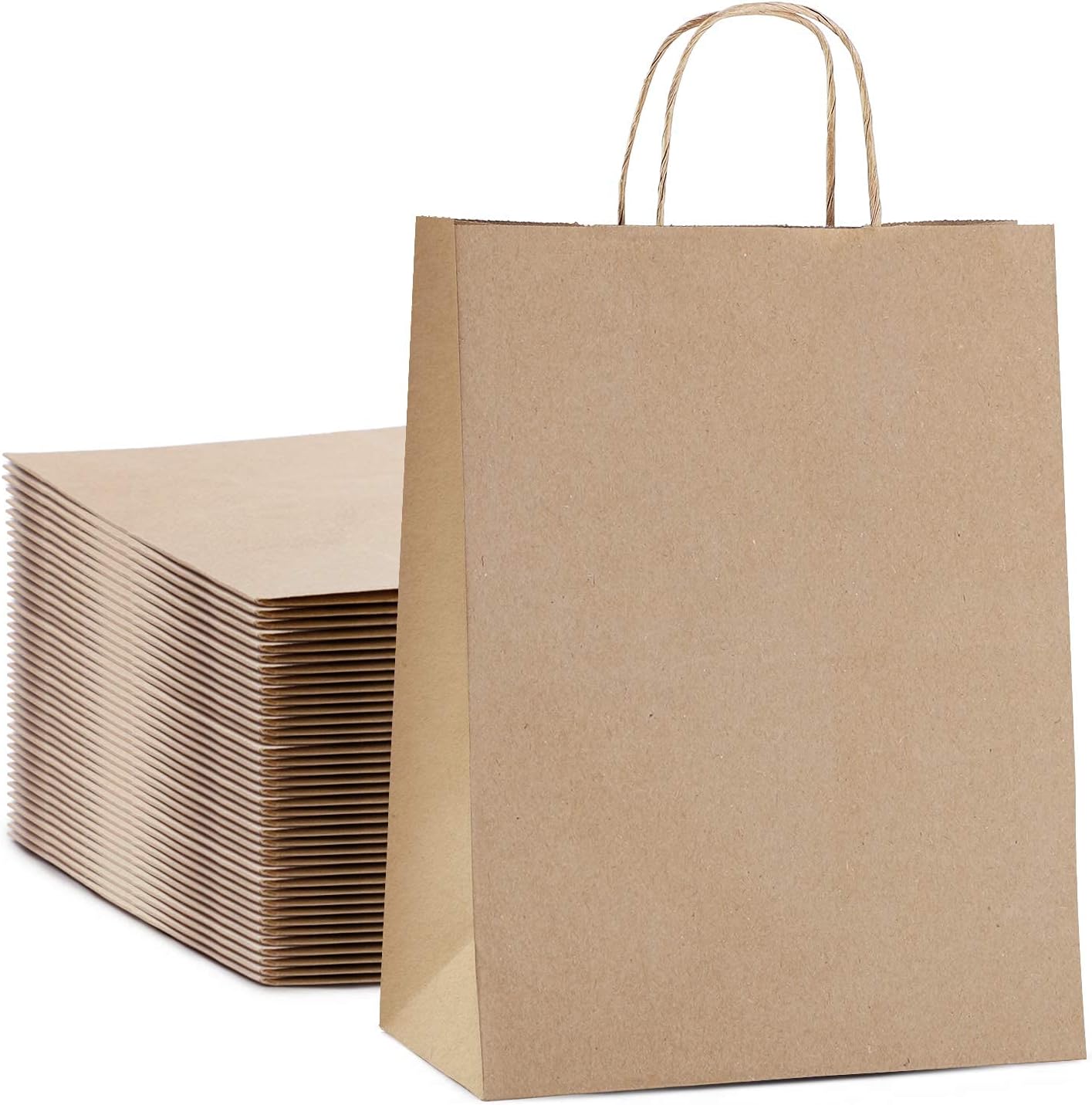 Amazon.com: MESHA Brown Kraft Paper Bags with Handles 10x5x13 Gift Bag ...
