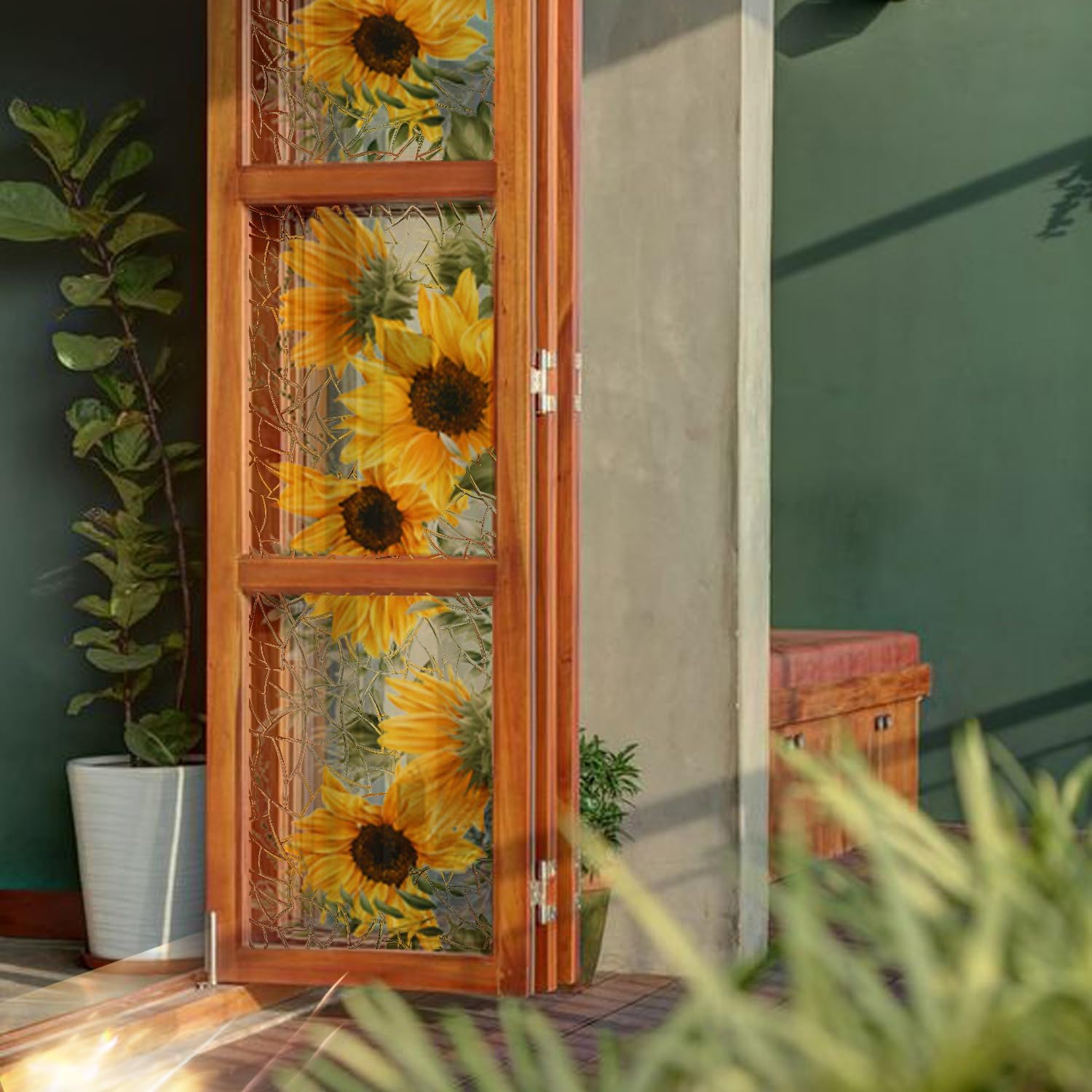 Amazon.com: Runtoo Window Privacy Film Rainbow Sunflower Window Clings ...