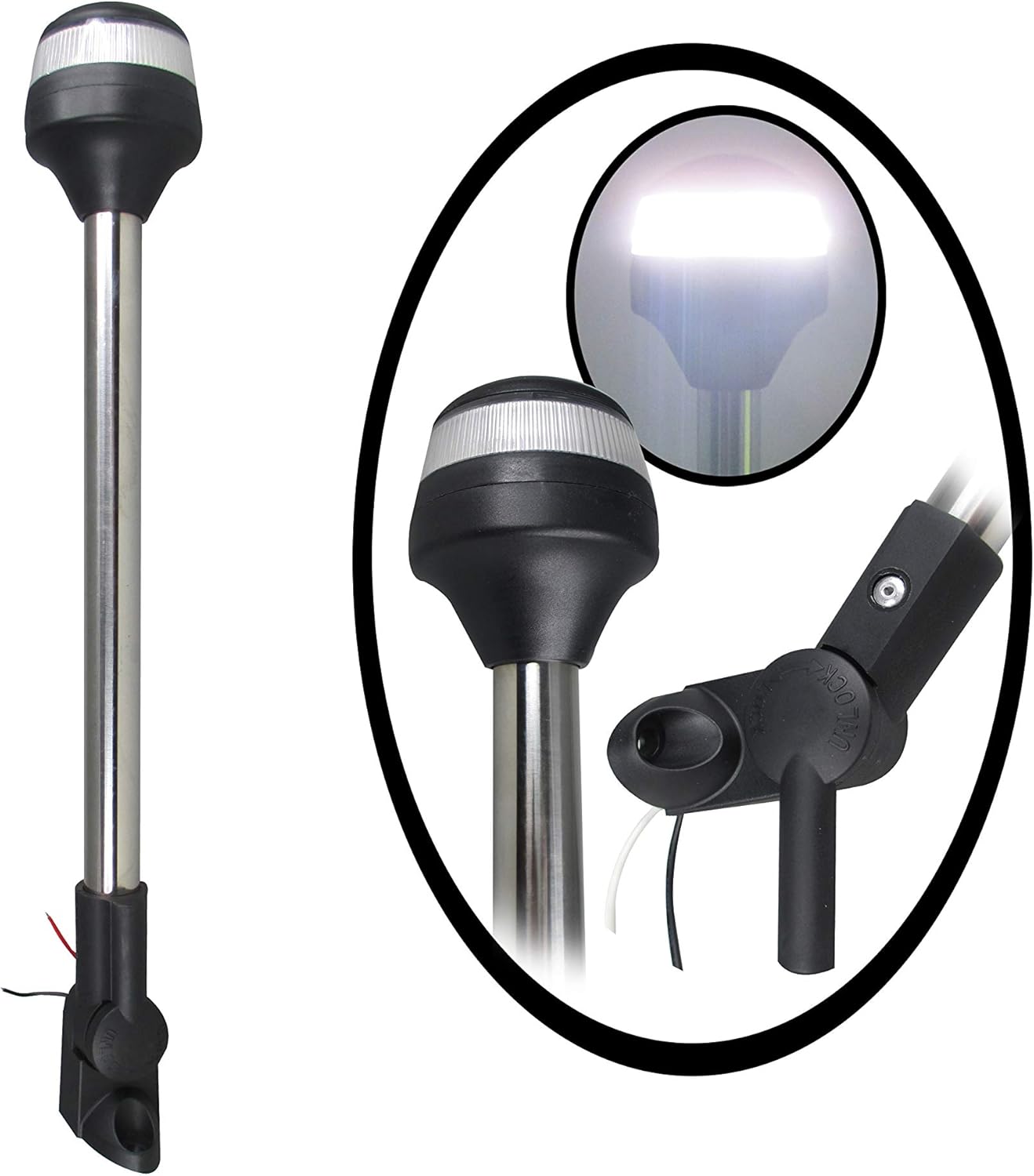 Pacrade Marine Boat Pontoon LED All Round Anchor Fold Down Light SS ...