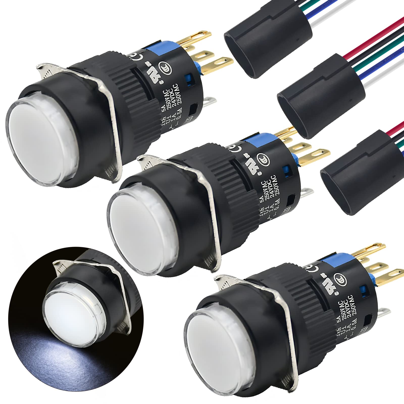 Snapklik.com : 16MM Latching Push Button Switch Power 12VDC LED Light ...