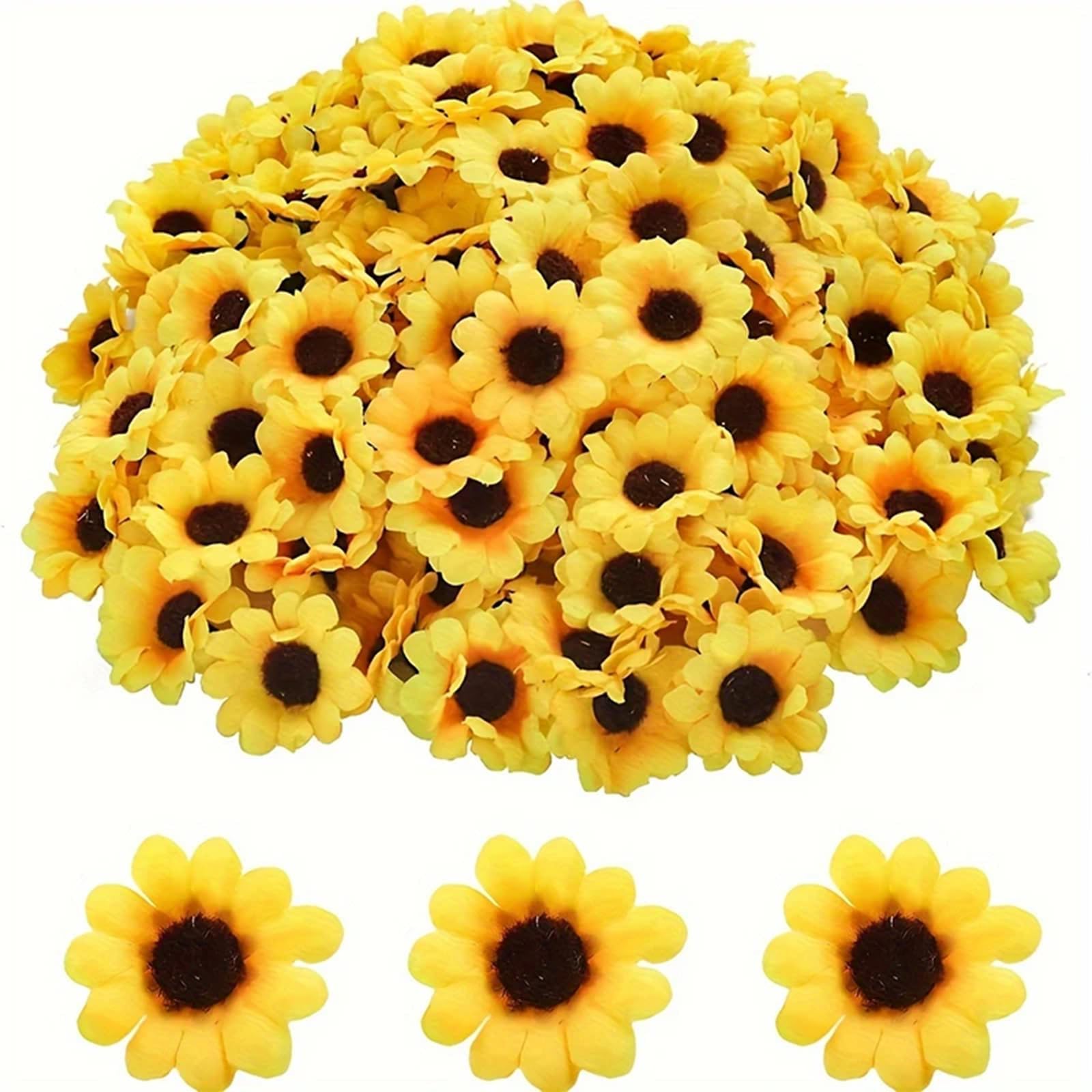 Amazon.com: JJLFresheners 100Pcs Yellow Artificial Flower Heads Mini ...