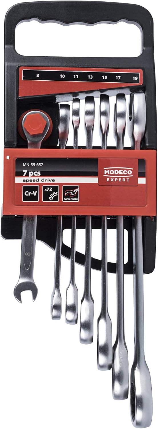 Modeco Expert MN-59-657 - Juego de llaves combinadas con carraca (7 ...