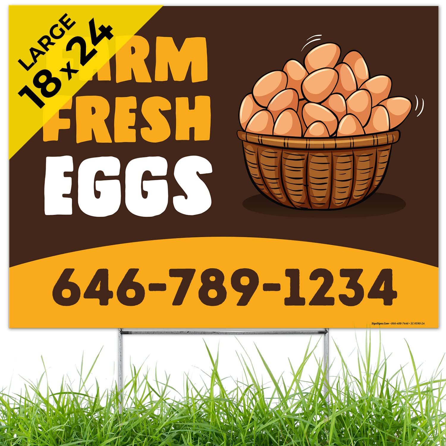 Amazon.com: Sigo Signs, Custom Farm Fresh Eggs Sign, Personalize for ...