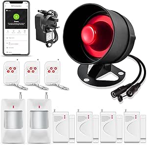 WIFI Alarm Home Security System, Wireless Burglar Alarm System with Loud 120dB Motion Sensor ...