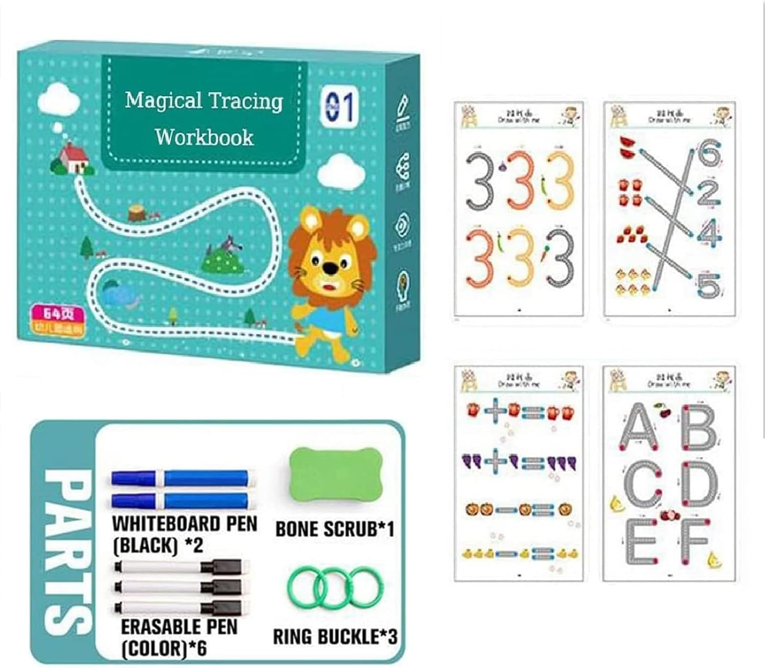 Amazon.com: Magical Tracing Workbook Set Ages 2-5.Early - Reusable Pen and Eraser - Practice ...
