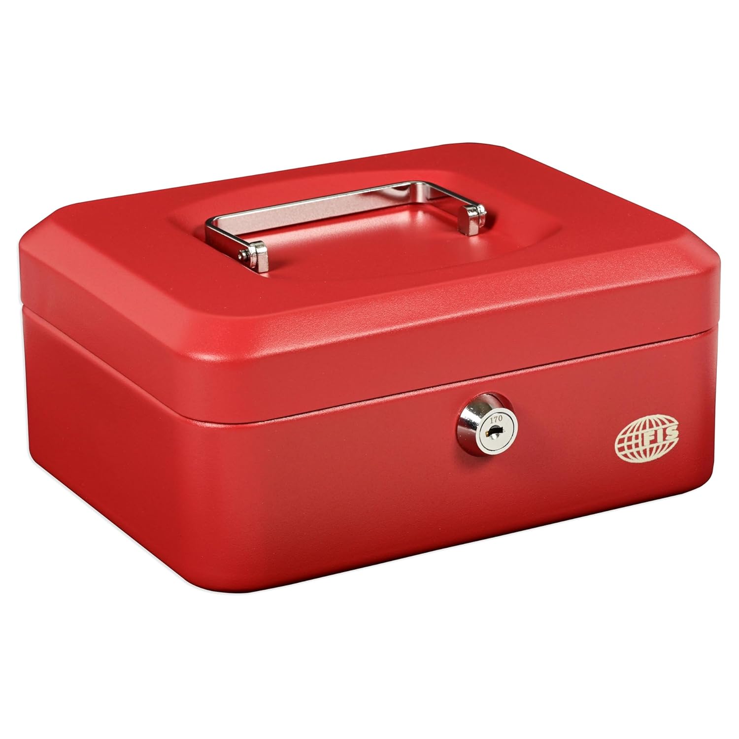 FIS Cash Box Steel Red Color With key lock, 200 x 160 x 90 mm, 8 Inch ...