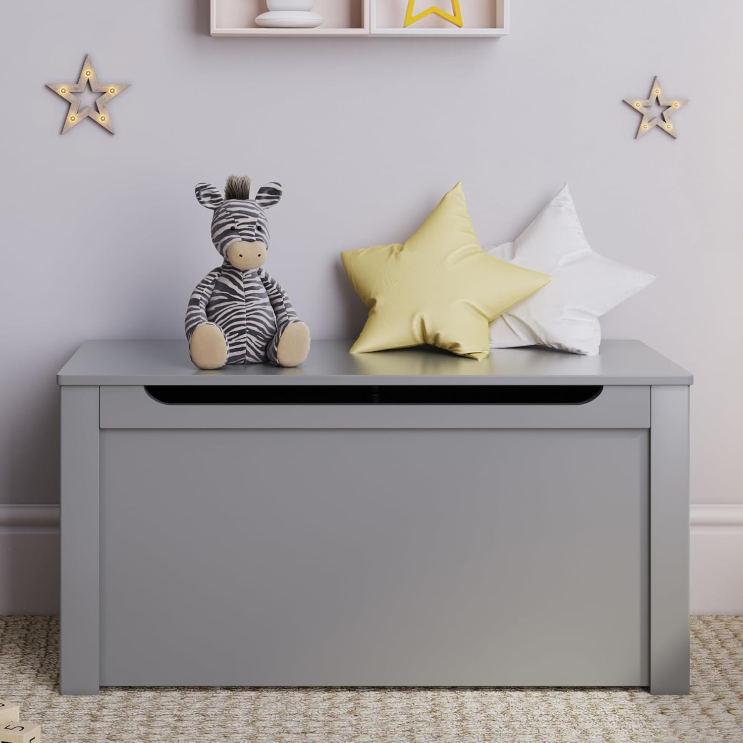 Amazon.com: Sturdis Premium Quality Wooden Toy Box - Gray: Organize and ...