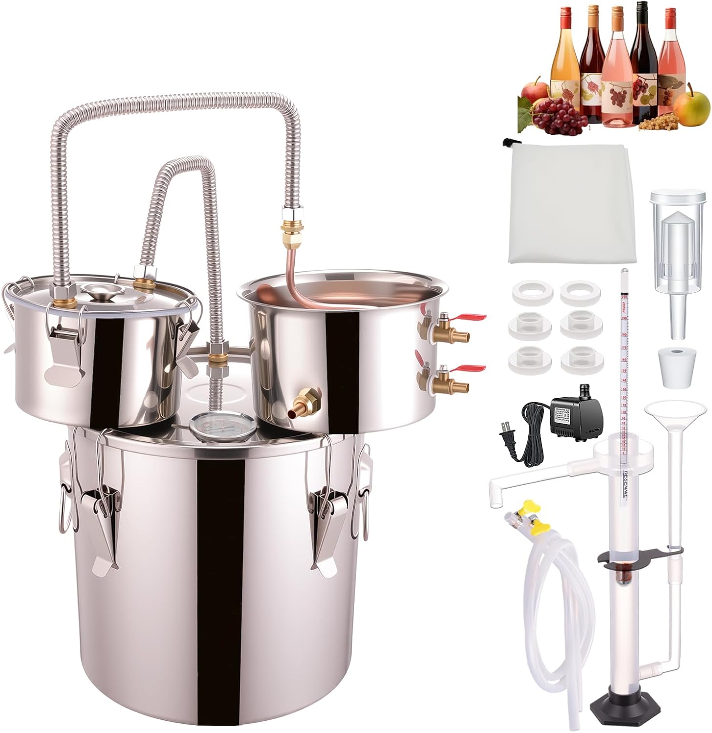 Amazon.com: Shine Still 5 GAL 3 Pots Distillery Kit Stainless Steel ...
