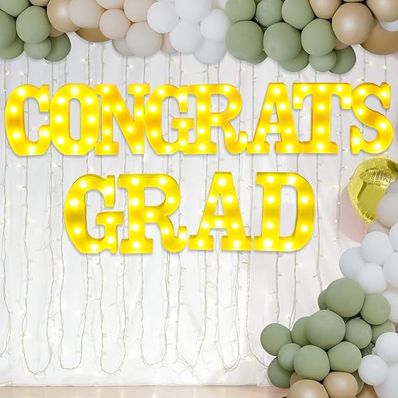 Amazon.com: 12 LED Marquee Letter Lights Congrats Grad Sign Graduation ...