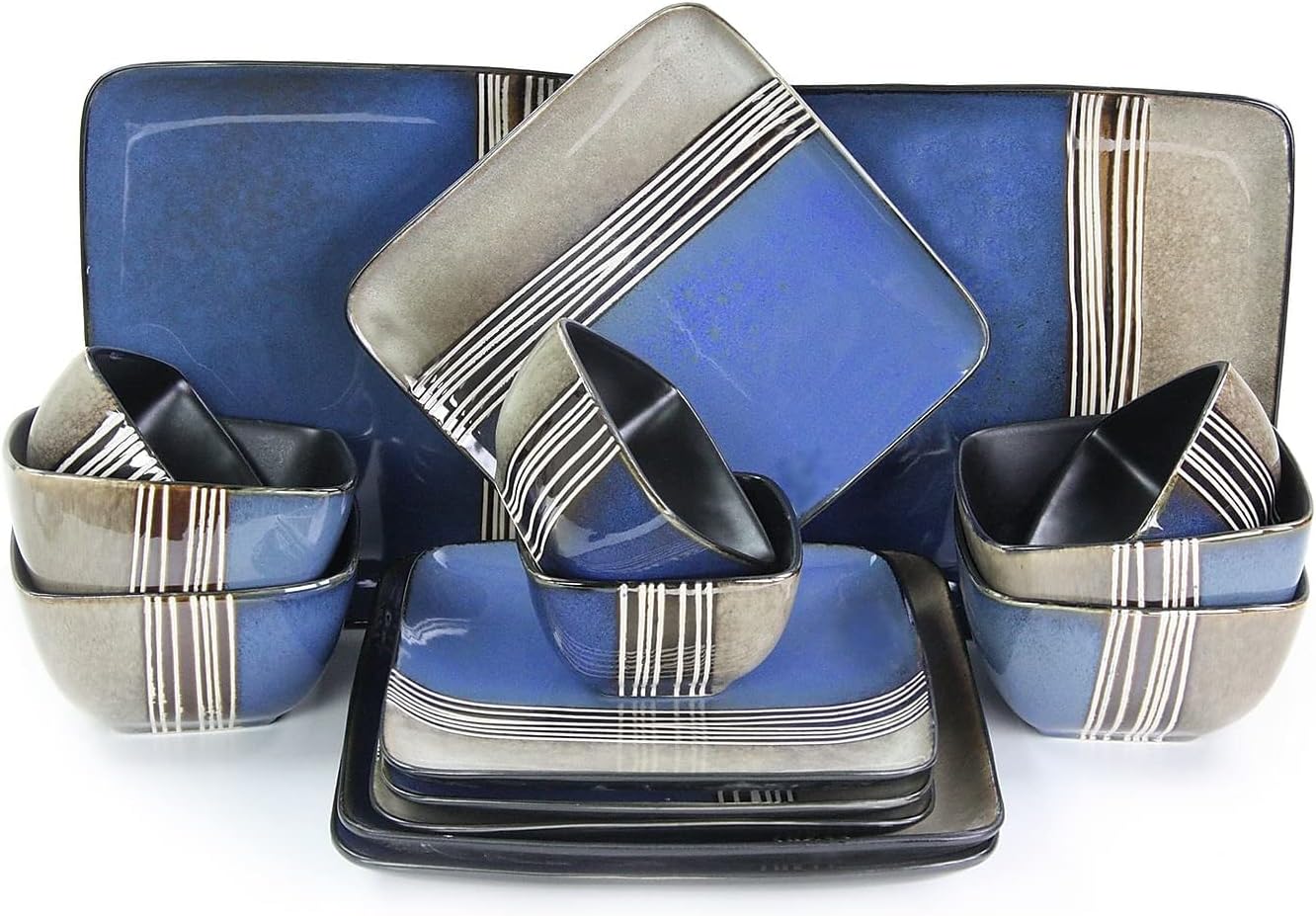 Amazon.com | Better Homes and Gardens Bazaar Brown 16-Piece Dinnerware ...