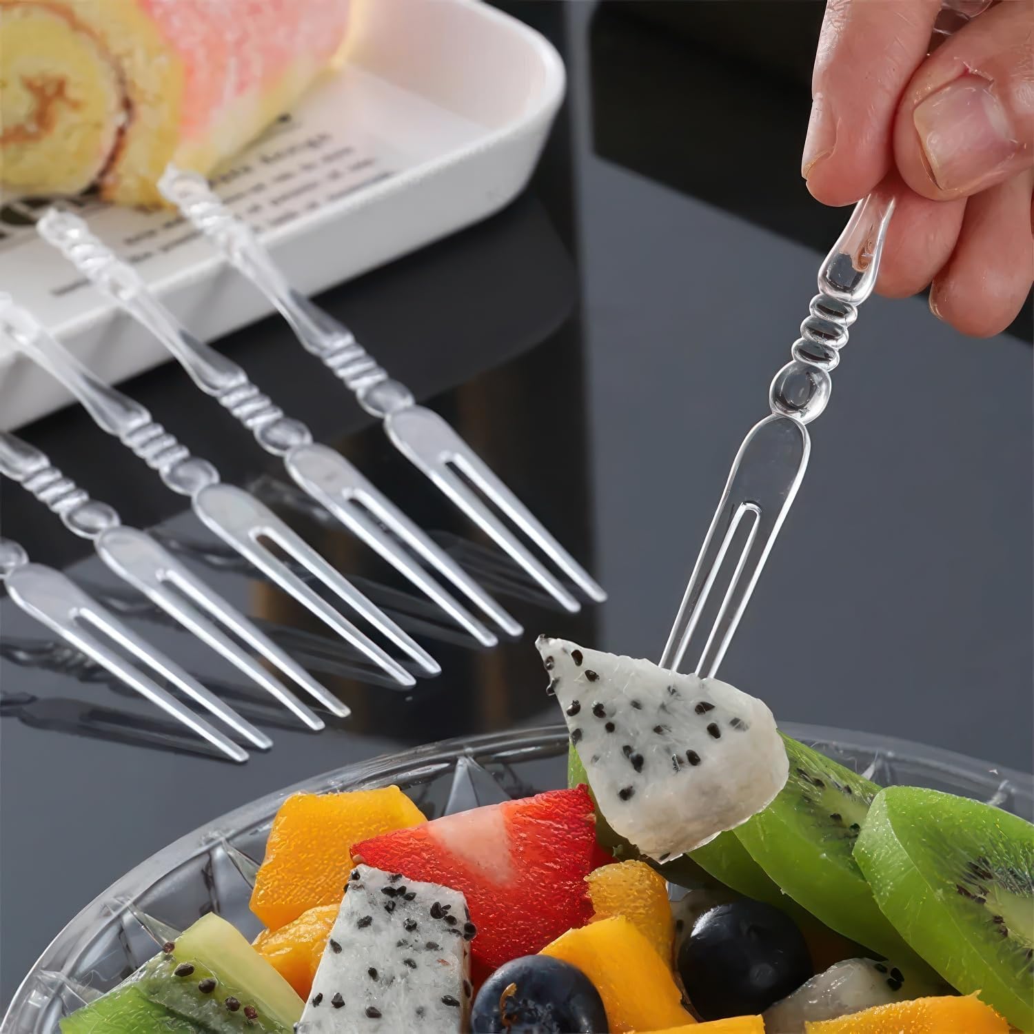 Amazon.com: 1Pack(200pcs) Disposable Plastic Mini Fruit Forks, Bistro ...