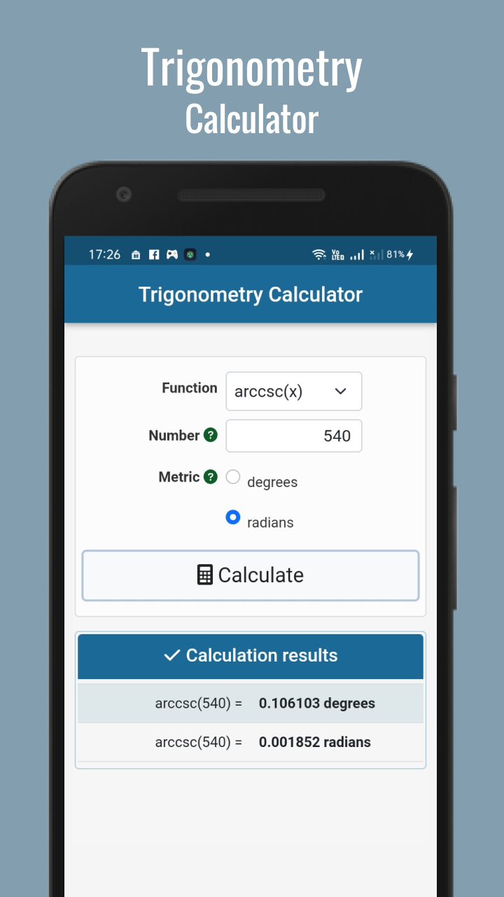 Trigonometry Calculator - App on Amazon Appstore