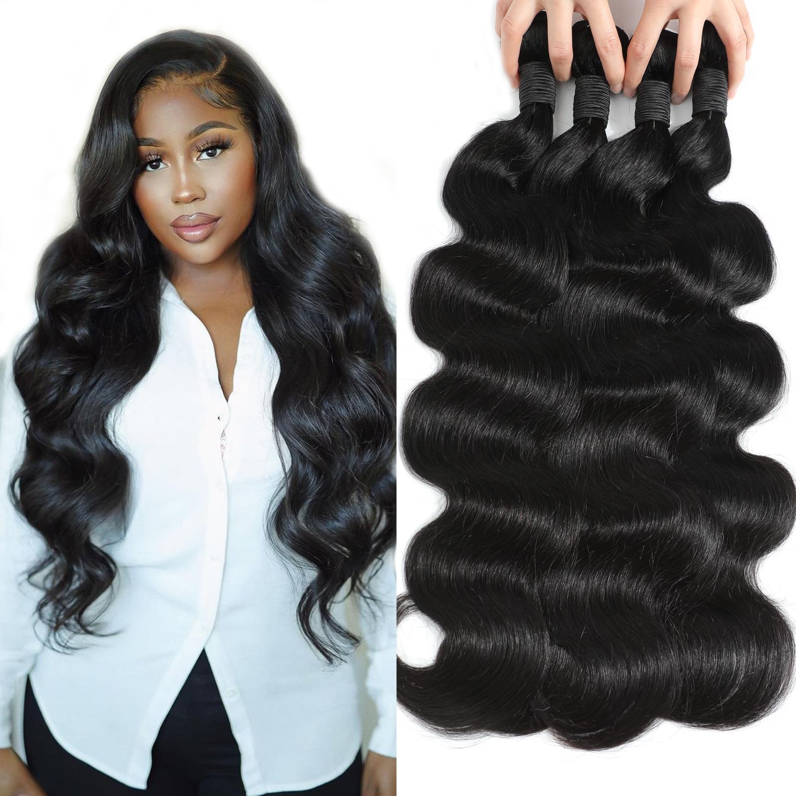 Amazon.com : Body Wave Bundles Human Hair 22 24 26 28 inch 100% ...
