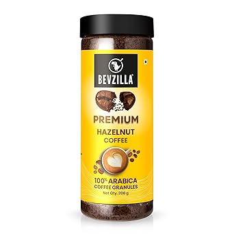 Bevzilla 200 Gram Instant Hazelnut Coffee Powder Jar |Make 100 Cups|100 ...