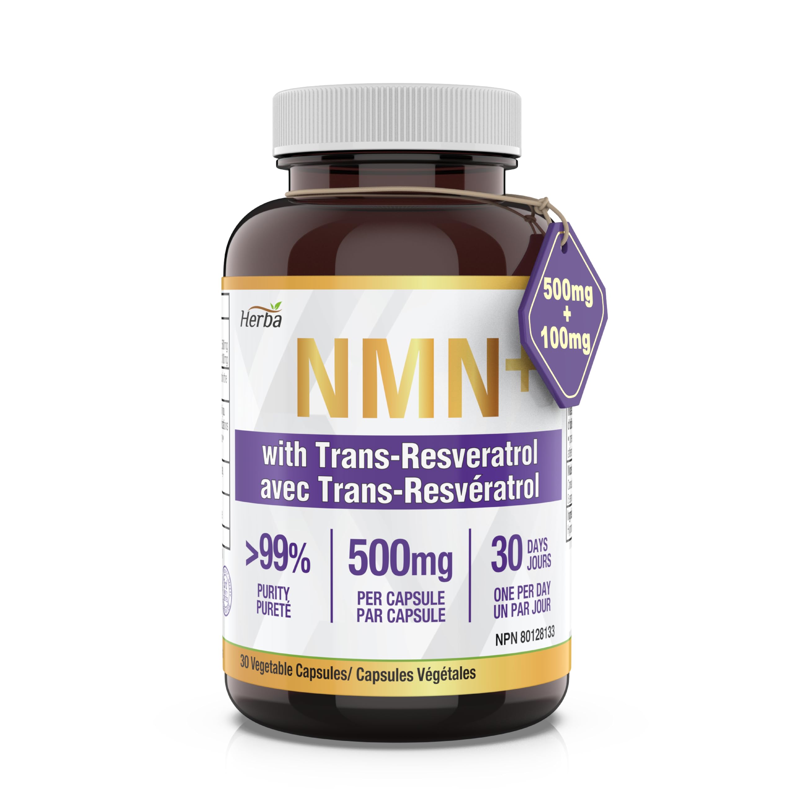 Herba NMN Supplement with Resveratrol – 500mg + 100mg | >99.9% Ultra Purified NMN & Resveratrol ...