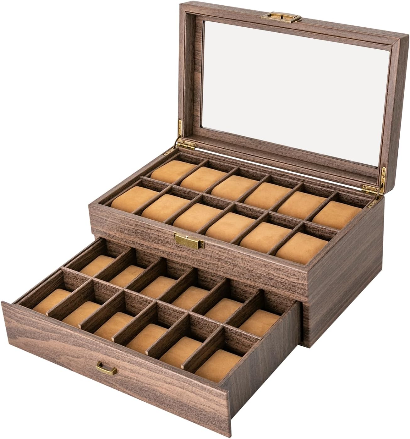 Amazon.com: FireLeaves Watch Box, 24 Slots Double Layered Watch Box ...