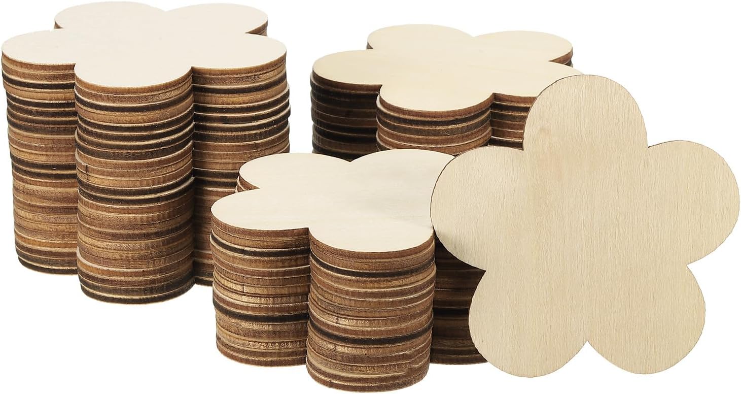 Amazon.com: PATIKIL 80mm Wooden Flowers, 60 Pack Unfinished Wood ...
